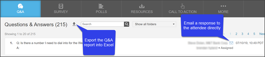 Webcast Intelligence Report Interactions Tab – ON24