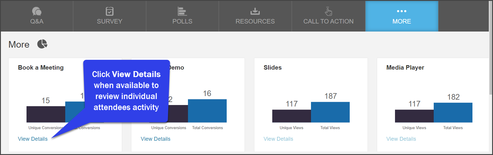 Webcast Intelligence Report Interactions Tab – ON24