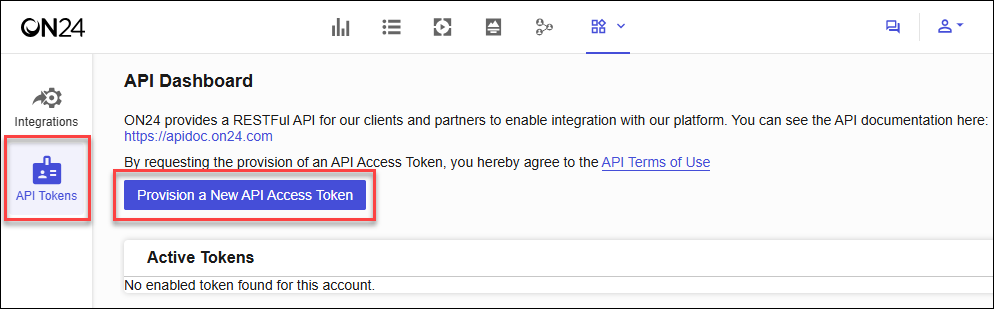 API Tokens – ON24